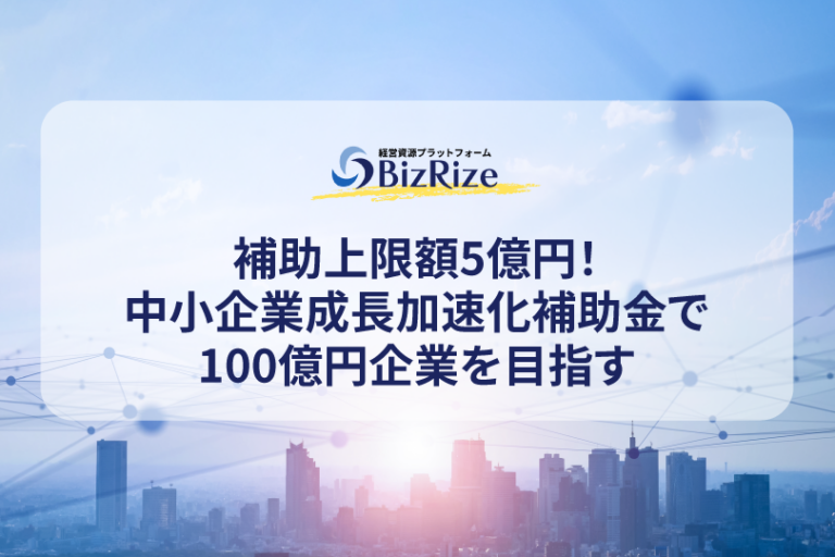 補助上限額5億円！中小企業成長加速化補助金で100億円企業を目指す - 経営資源プラットフォーム Biz Rize